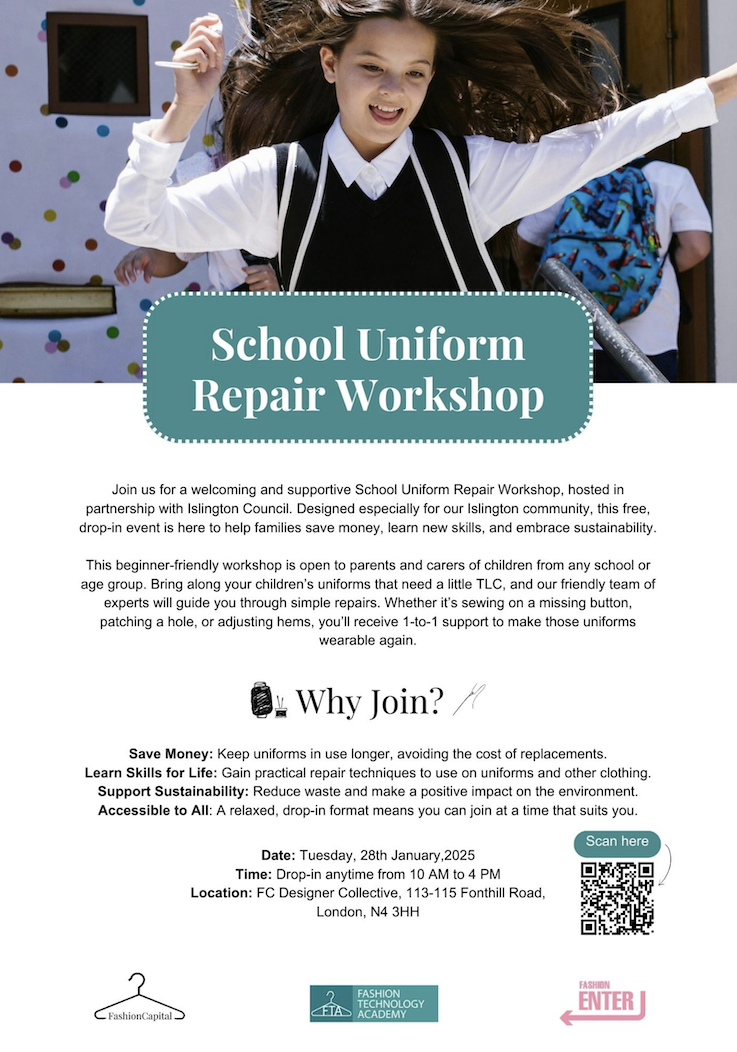New for 2025 - Free School Uniform Repair Workshop | FC Designer Workspace